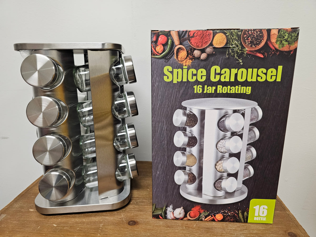 16 Jar Spice Rack Carousel Stainless Steel - FREE SHIPPING ...