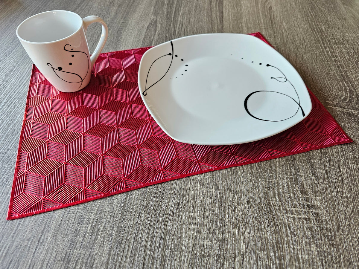 Red Squares Table Placemat Set 4 Pack- Free Shipping! – Householdhavenqc